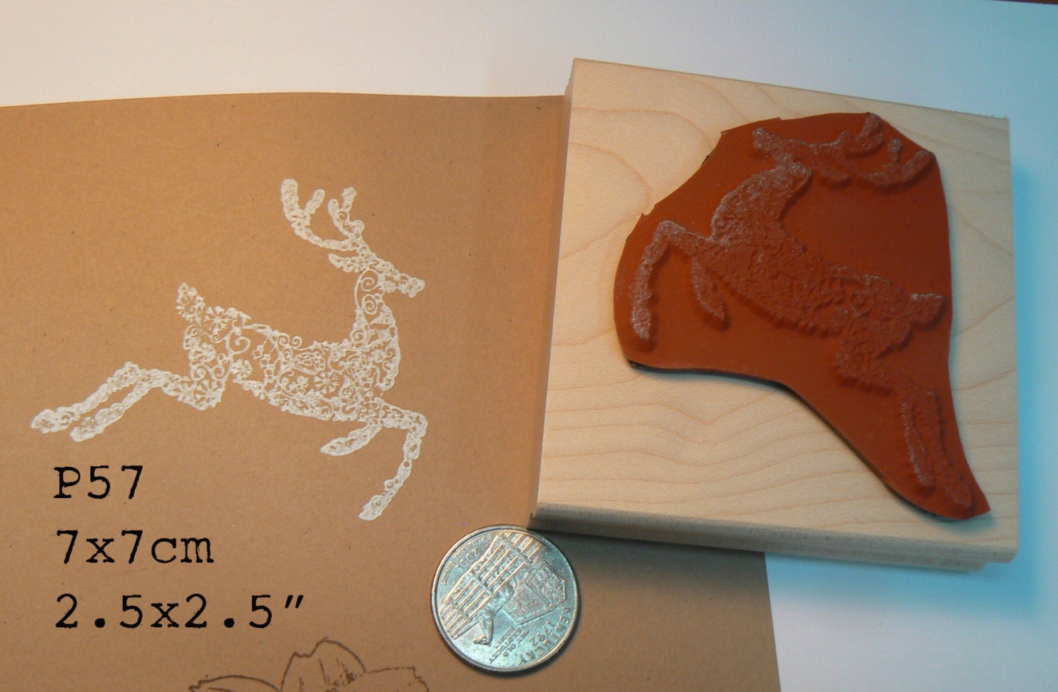 P57 Deer rubber stamp | Etsy