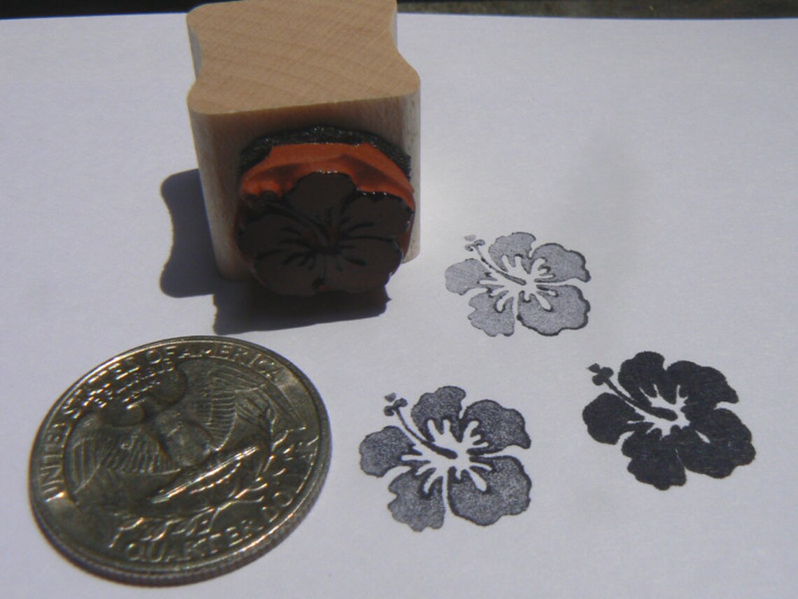 Hibiscus Flower Miniature Rubber Stamp WM P24 - Etsy