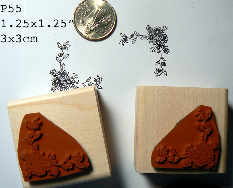 2 Floral Corners Rubber Stamp WM P55 - Etsy