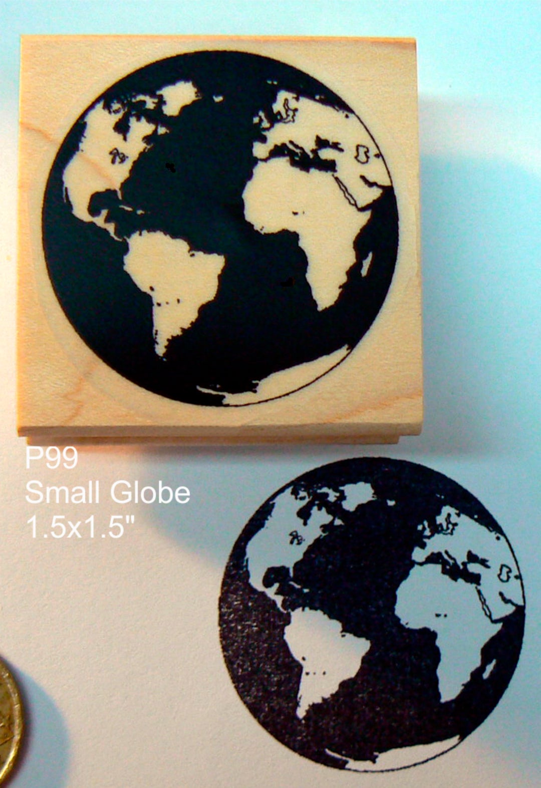 P99 Smaller Globe Rubber Stamp. - Etsy