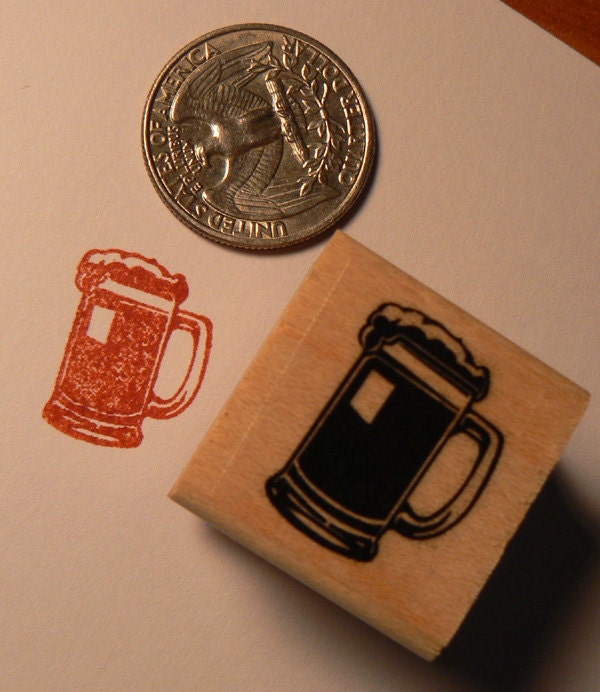 P24 Beer mug rubber stamp miniature | Etsy
