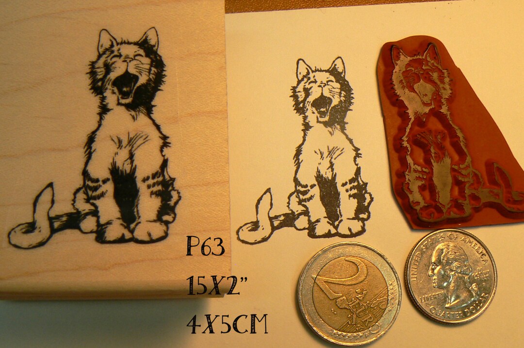 P63 Yawning Kitten Rubber Stamp - Etsy