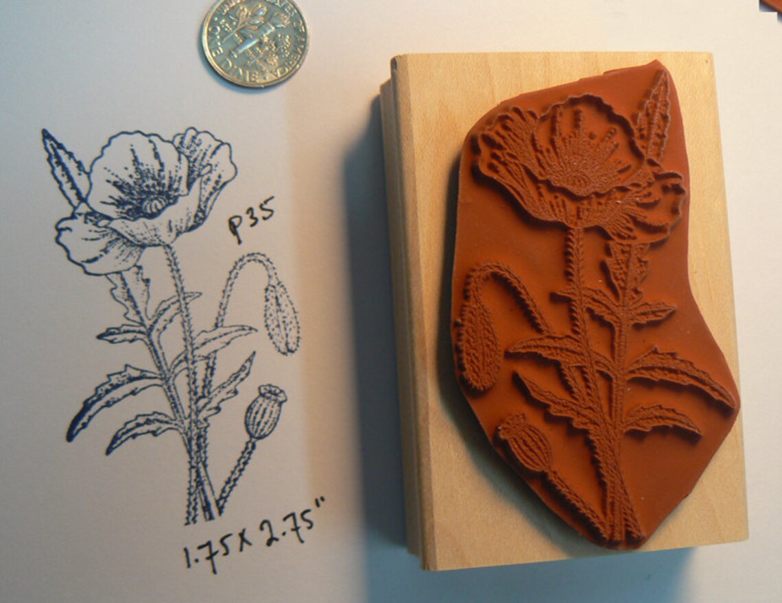 Poppy Flowers Rubber Stamp P35 - Etsy