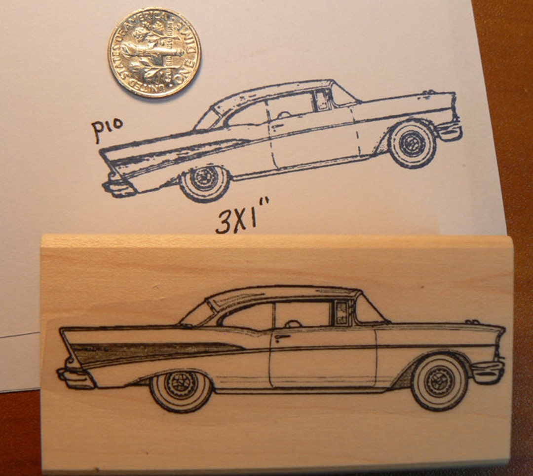 Antique Car Rubber Stamp WM Chevy 1957 P10 - Etsy