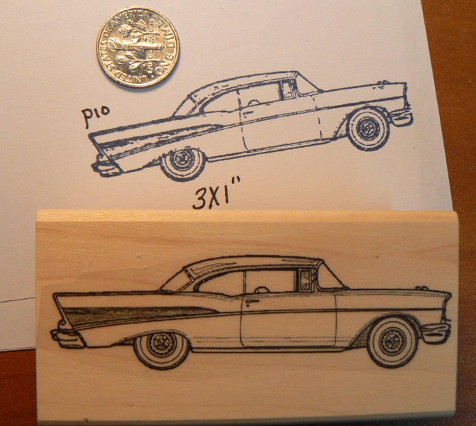 Antique Car Rubber Stamp WM Chevy 1957 P10 - Etsy