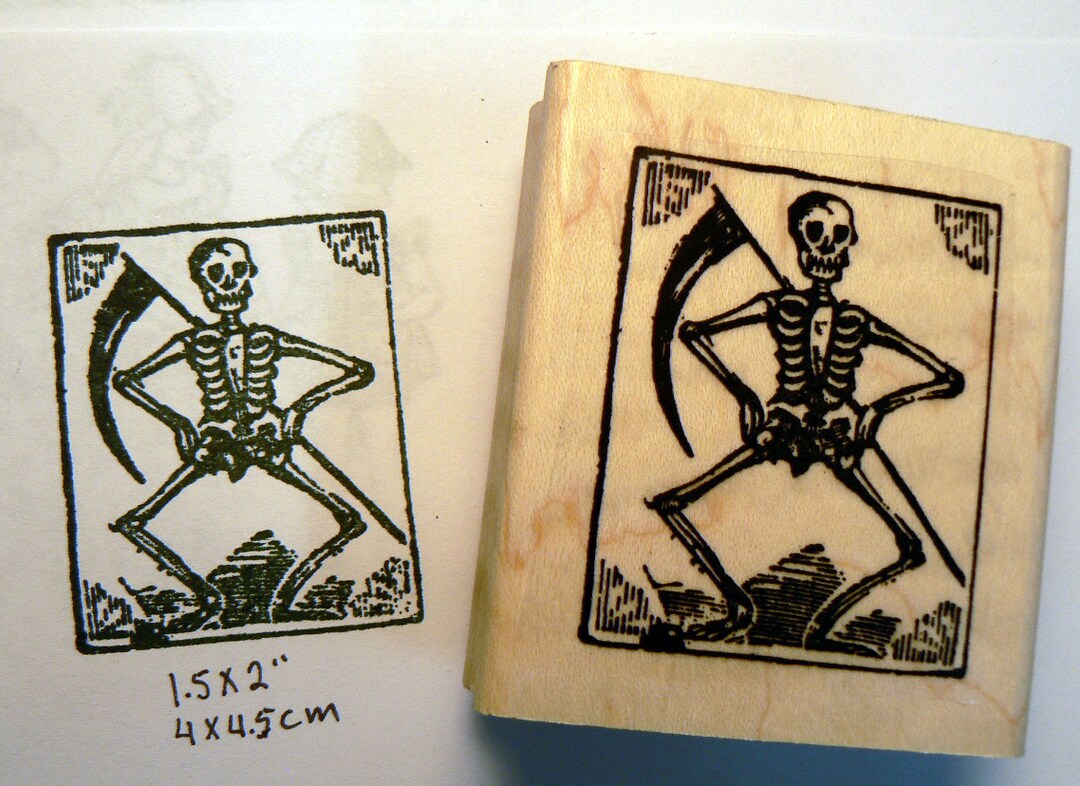 P46 Grim Reaper Skeleton Rubber Stamp - Etsy
