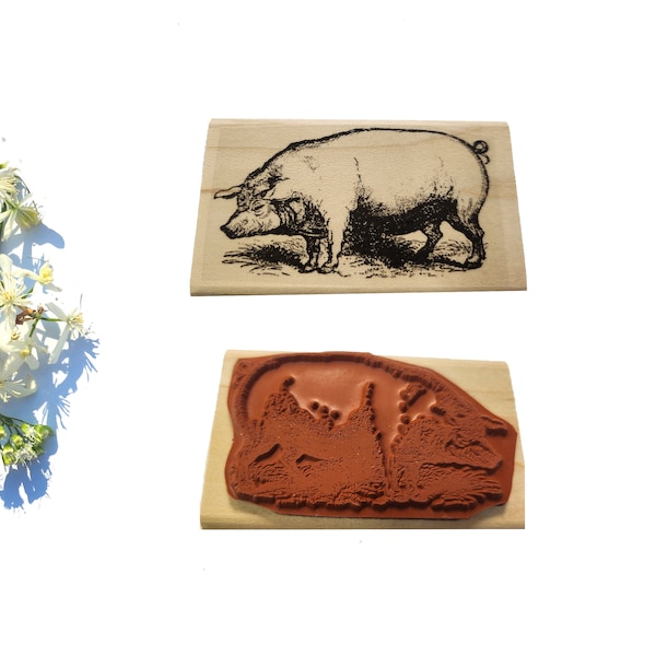 Pig Rubber Stamp - Etsy