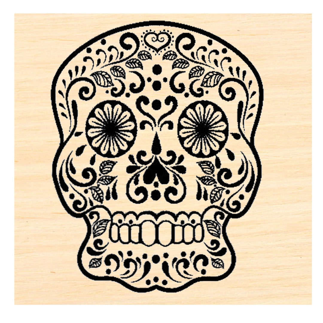 P54 Candy - Sugar Skull Rubber Stamp - Etsy
