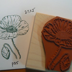Poppy Flowers Rubber Stamp P25 - Etsy