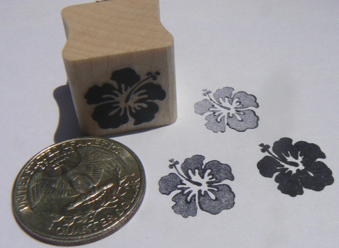 Hibiscus Flower Miniature Rubber Stamp WM P24 - Etsy