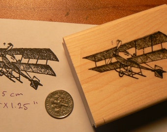 BIPLANE Rubber Stamp Prop Plane Old Vintage Airplane Silhouette Pilot ...