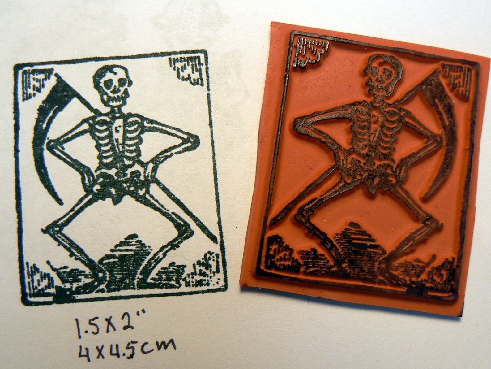 P46 Grim Reaper Skeleton Rubber Stamp | Etsy