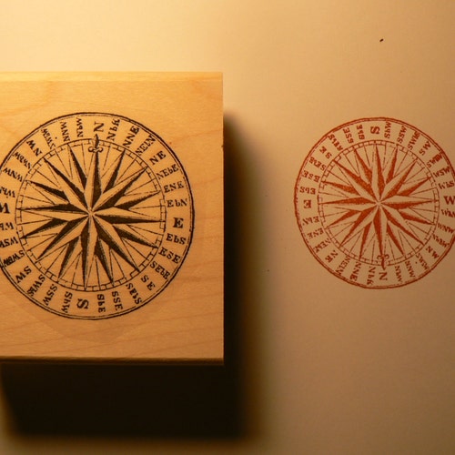 Compass Rubber Stamp From Oldislandstamps - Etsy
