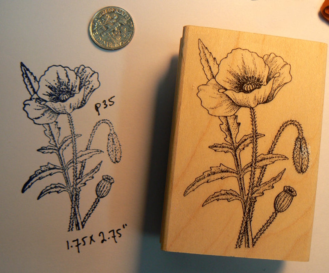Poppy Flowers Rubber Stamp P35 - Etsy