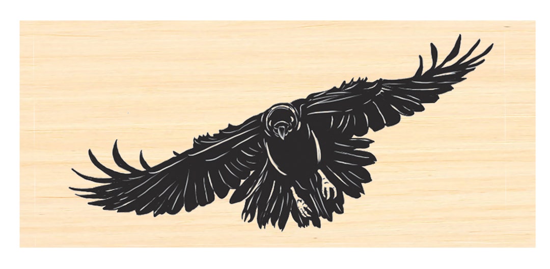 P141 Flying Crow Rubber Stamp - Etsy