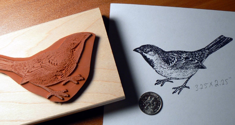 Bird rubber stamp WM P15 | Etsy