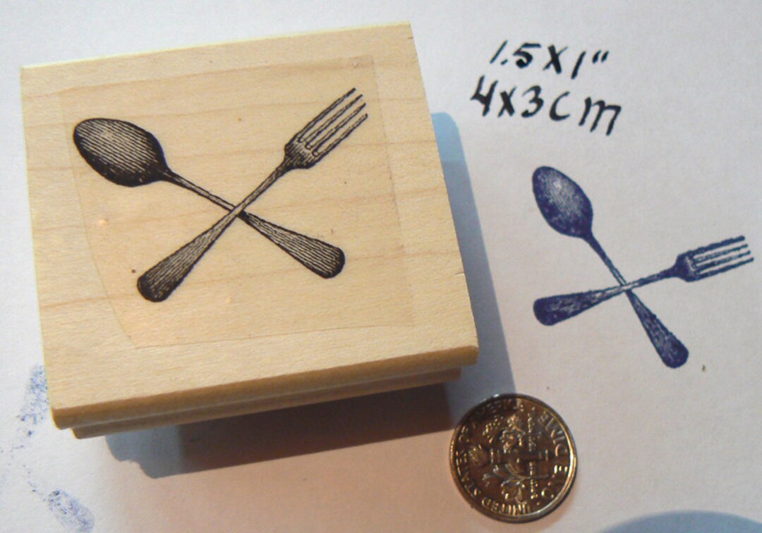 Spoon and Fork-utensils Vegan- Rubber Stamp WM P7 - Etsy