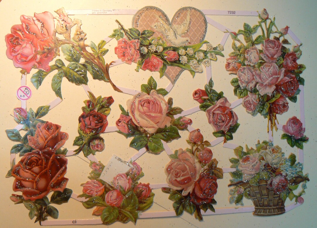 Roses Paper Die Cuts Wedding Roses Scrap, Die Cut Relief Paper 7232 - Etsy