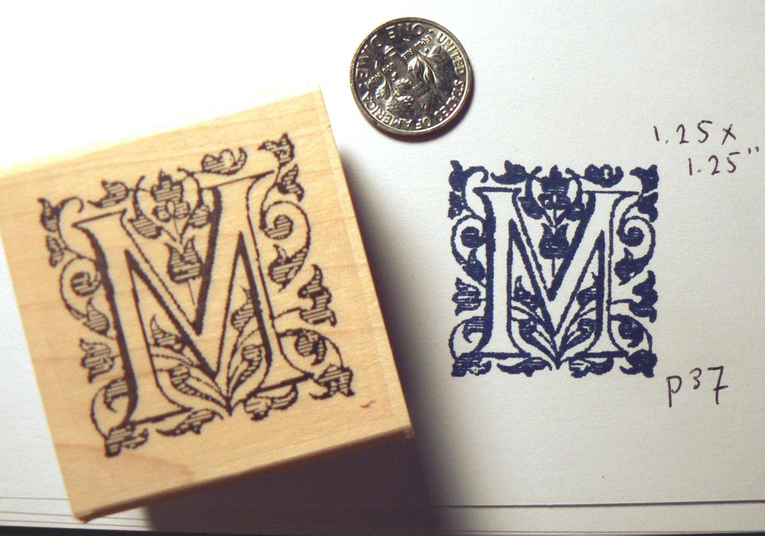 Letter M Rubber Stamp Wood Mounted Monogram P37 - Etsy