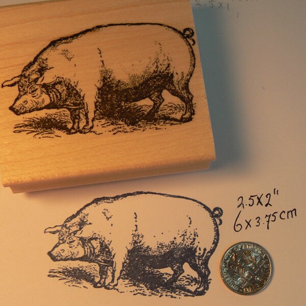 Pig Rubber Stamp - Etsy