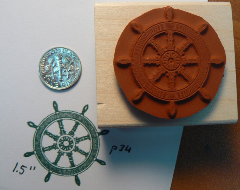 Ships Wheel Rubber Stamp Wood Mounted P23 - Etsy