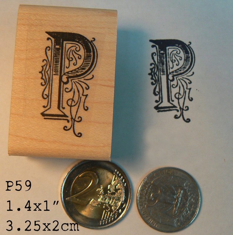 P59 Monogram Letter P Rubber Stamp - Etsy