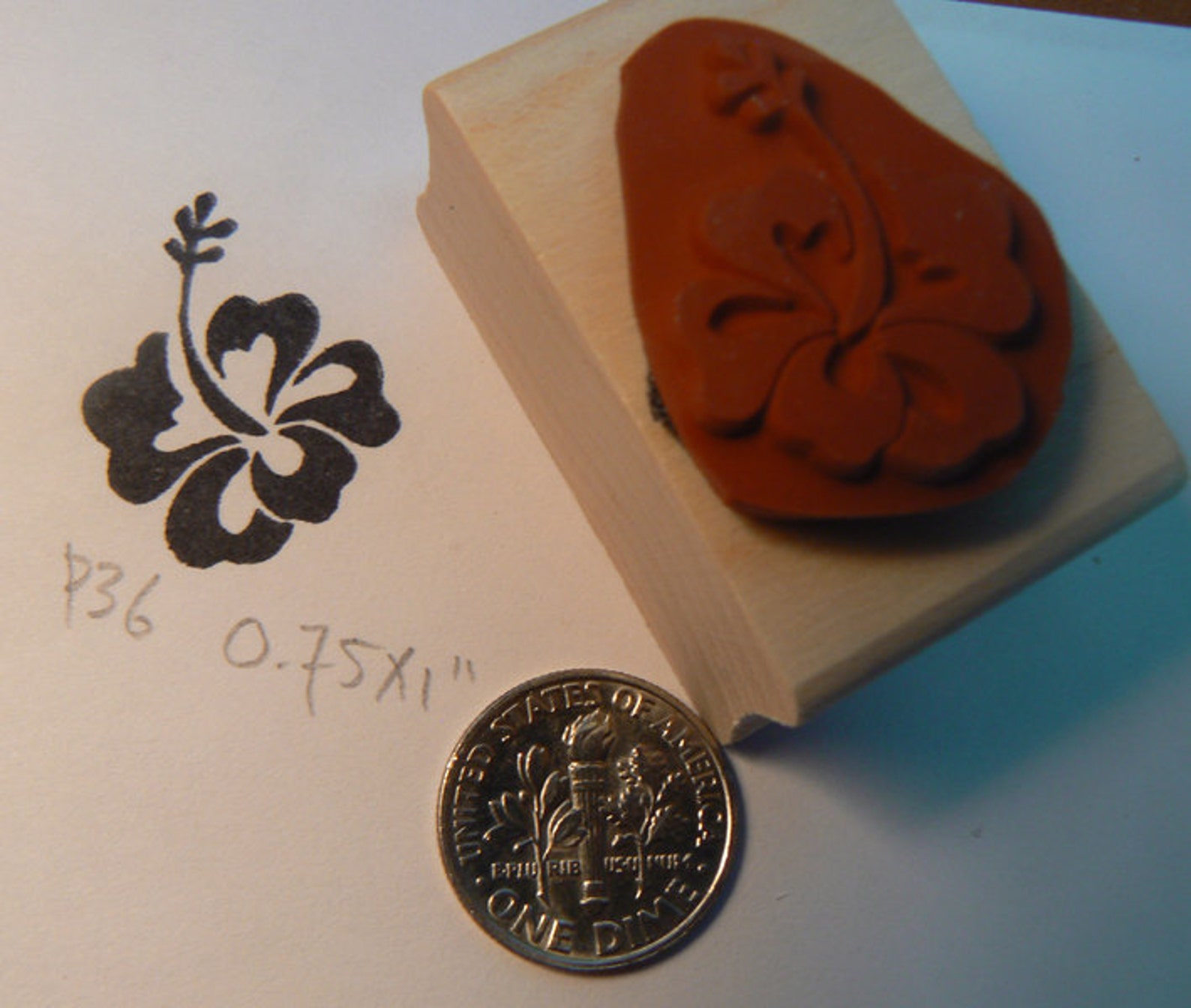 Hibiscus Flower Miniature Rubber Stamp WM P36 - Etsy