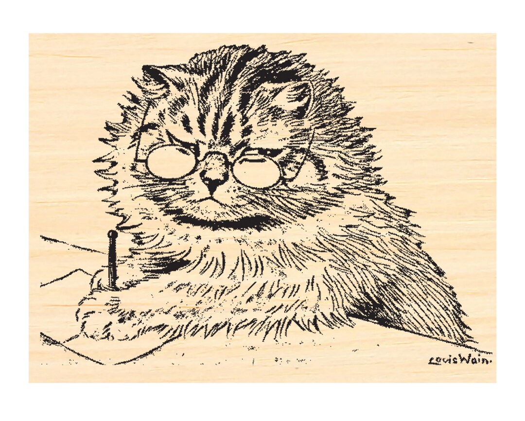 P135 Cat Writing a Letter Rubber Stamp - Etsy