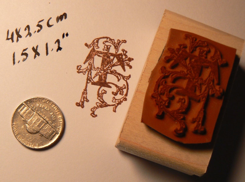 P41 Letter T With Pinecones Decoration Rubber Stamp - Etsy