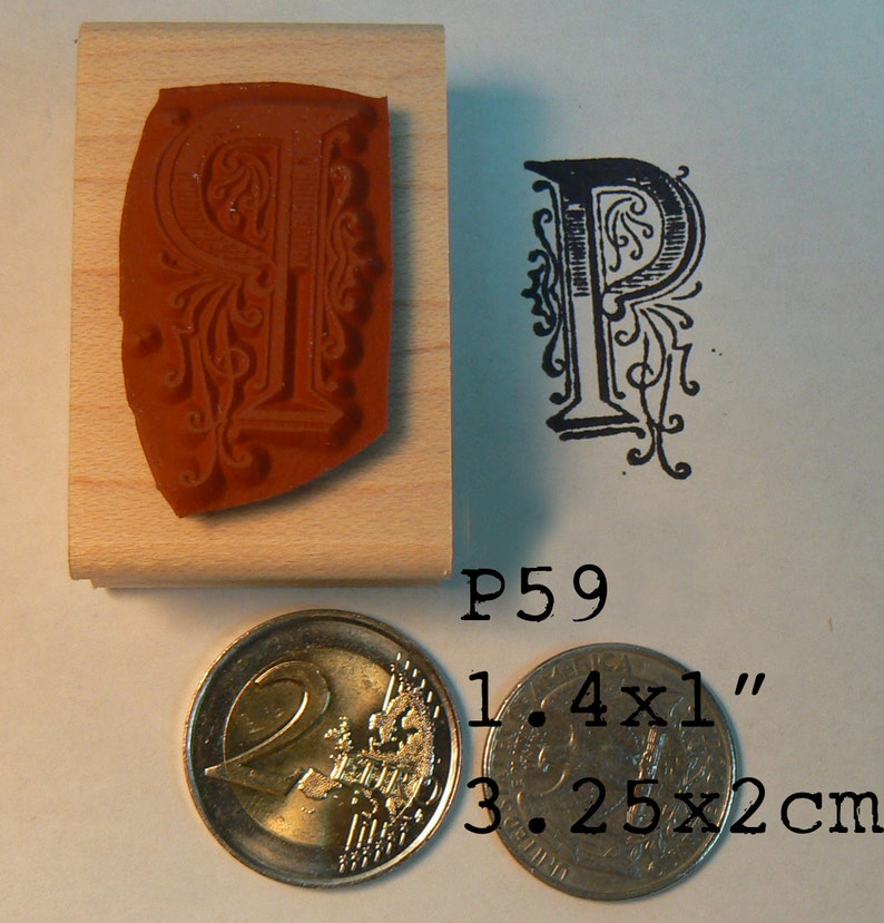 P59 Monogram Letter P Rubber Stamp - Etsy