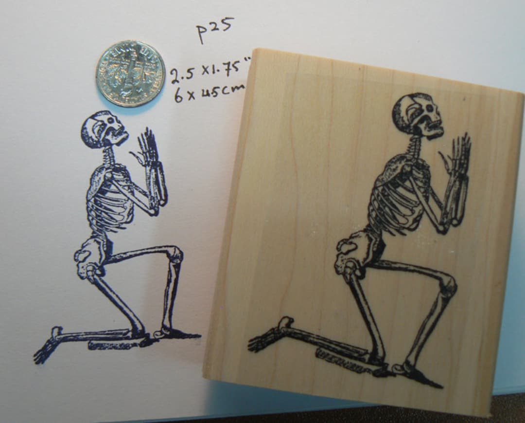 Praying Skeleton Rubber Stamp WM P25 - Etsy