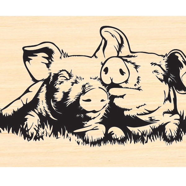 Pig Rubber Stamp - Etsy