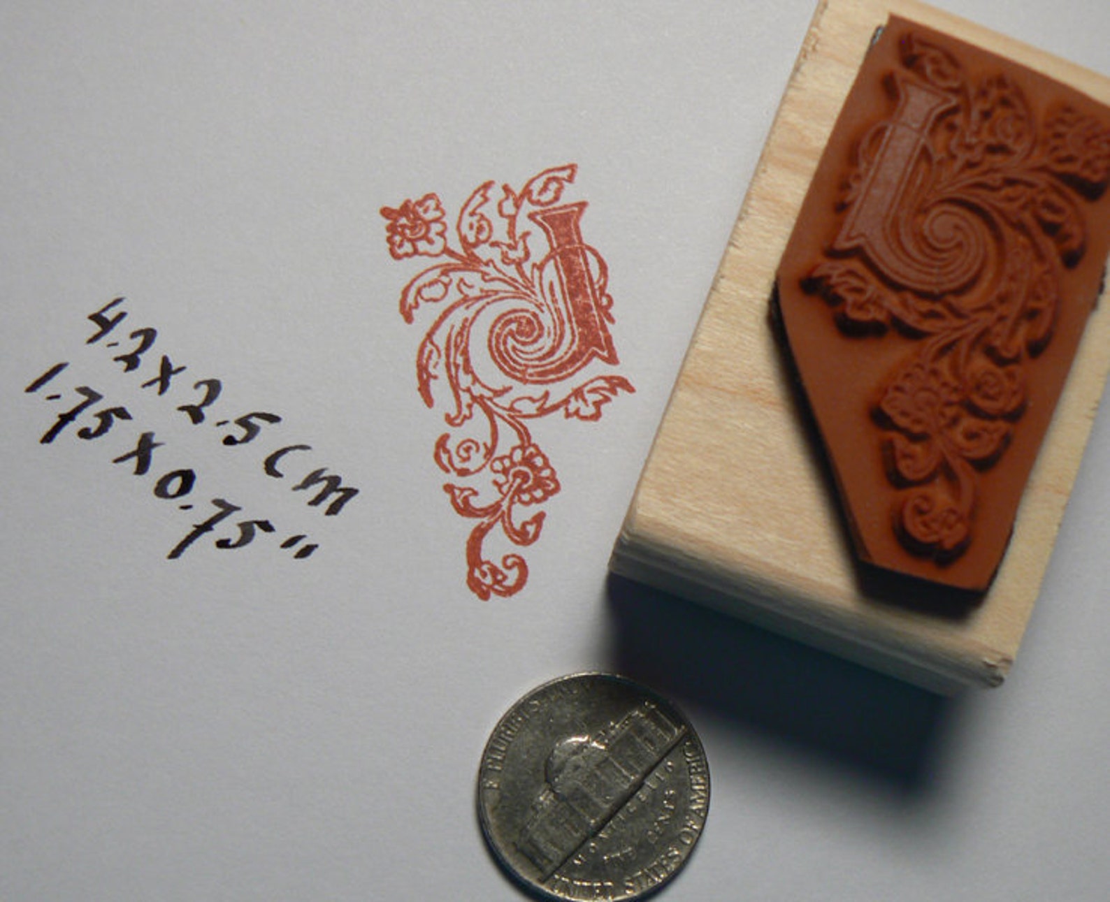 P41 Monogram J, Decorative Letter J Rubber Stamp - Etsy