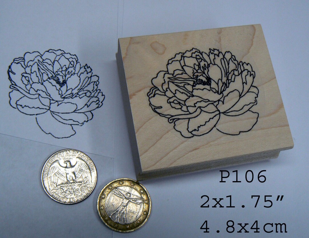 P106 Small Peony Flower Rubber Stamp - Etsy