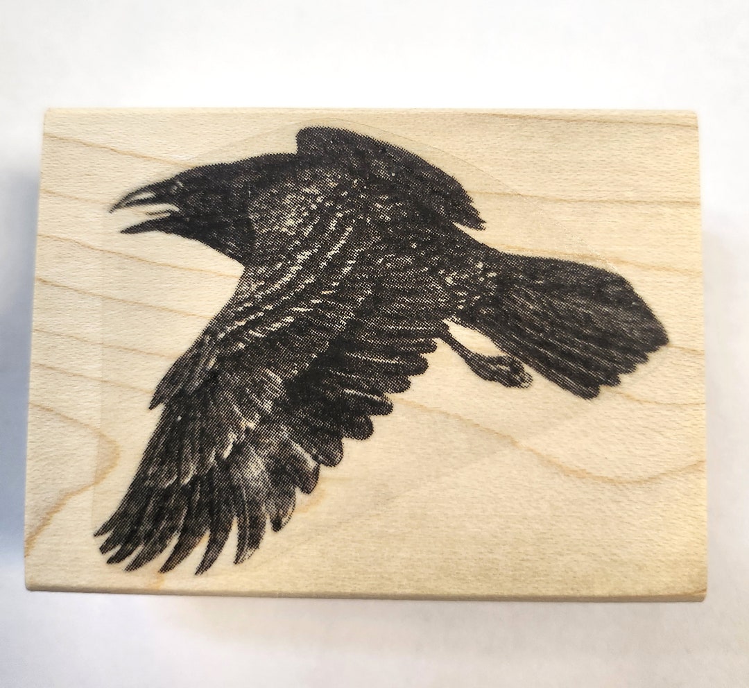 P124 Flying Crow - Black Bird- Rubber Stamp - Etsy