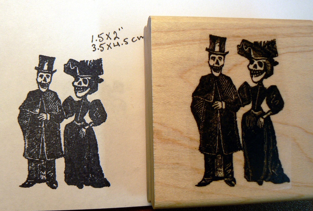P46 Skeleton Wedding, the Day of the Dead Style Rubber Stamp - Etsy