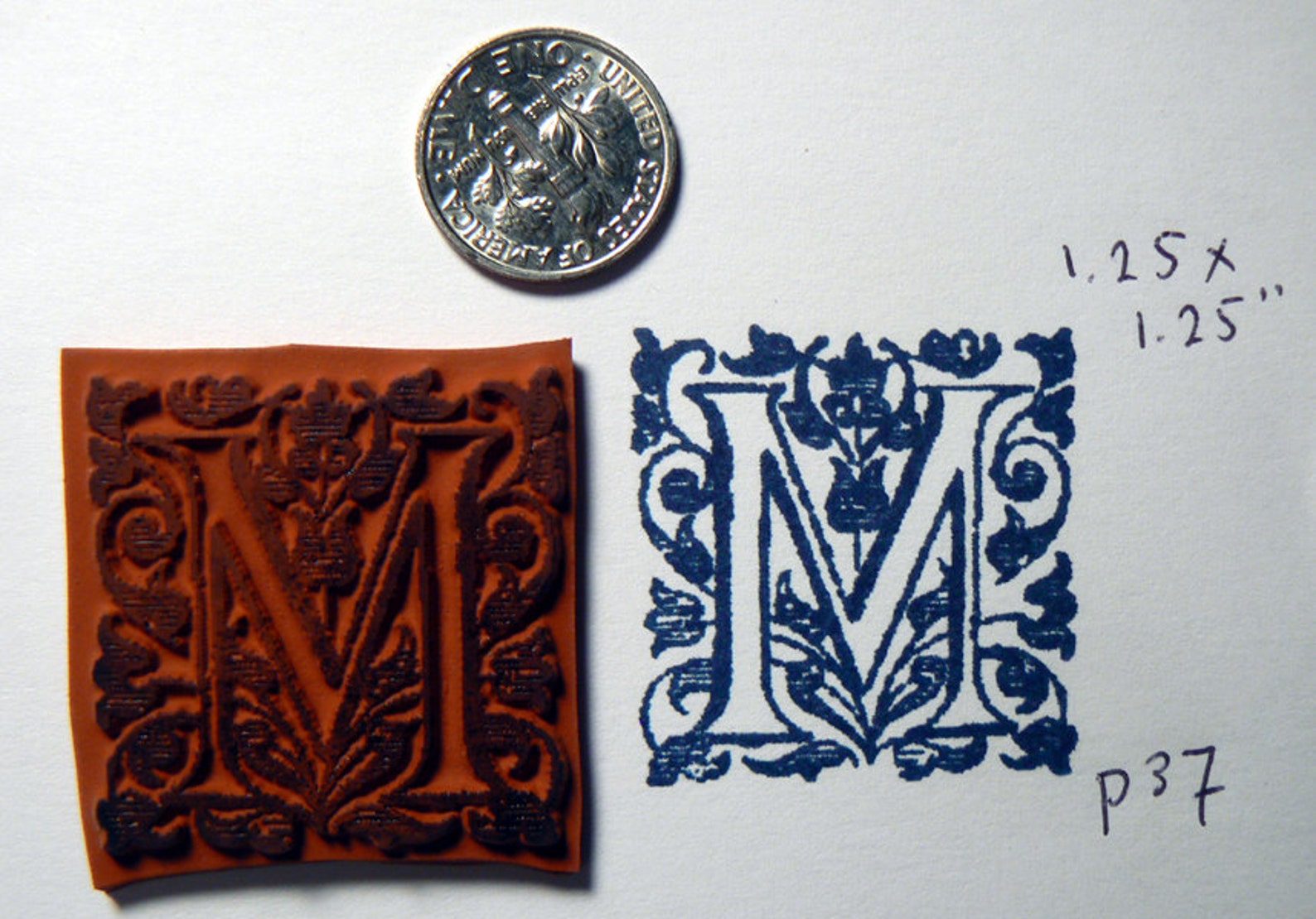 Letter M Rubber Stamp Wood Mounted Monogram P37 - Etsy