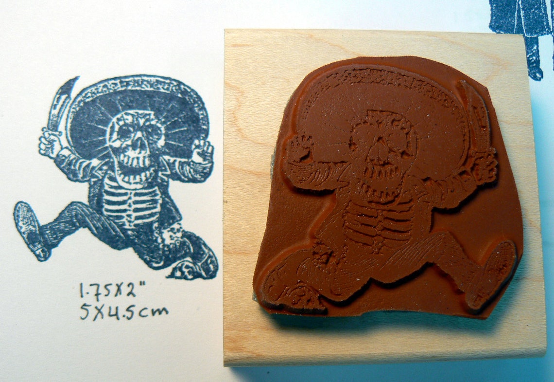 P46 the Day of the Dead Skeleton Rubber Stamp | Etsy