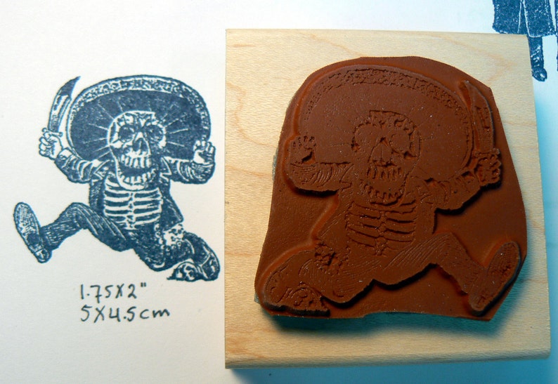 P46 the Day of the Dead Skeleton Rubber Stamp | Etsy