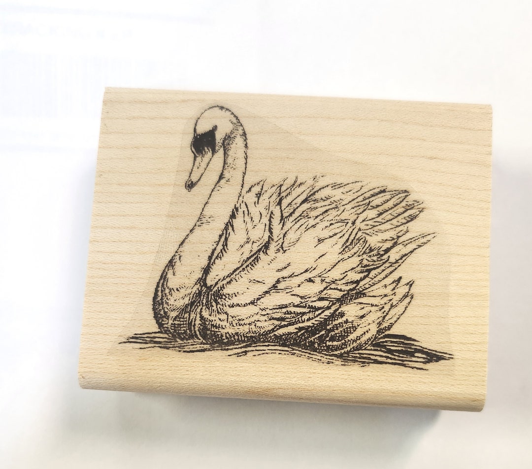 P30 Swan Rubber Stamp WM Deep Etched - Etsy