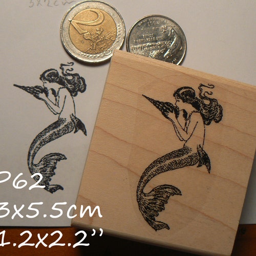 Mermaid Scene RUBBER STAMP Fantasy Stamp Ocean Stamp Beach - Etsy