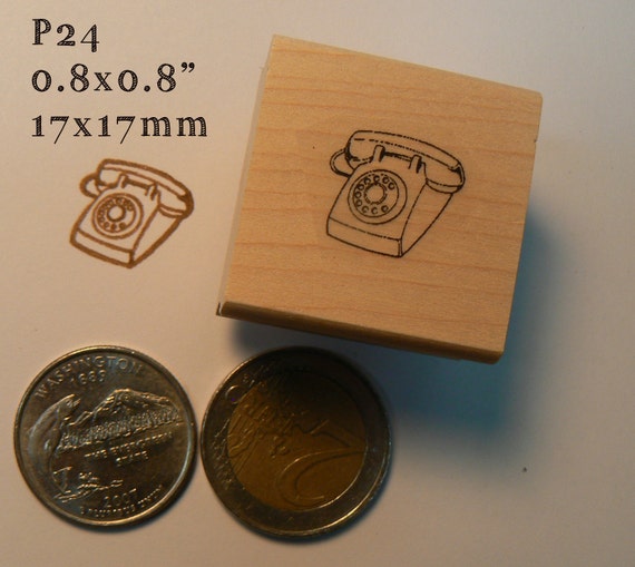 Miniature Telephone Rubber Stamp WM | Etsy