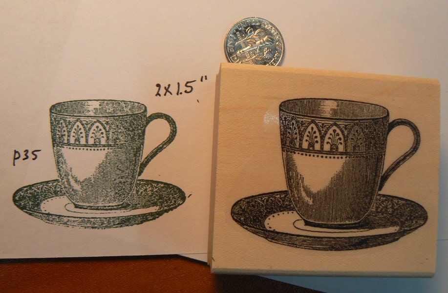 Tea cup rubber stamp P35 | Etsy