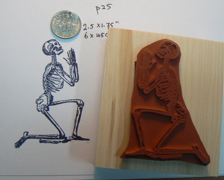 Praying Skeleton Rubber Stamp WM P25 - Etsy