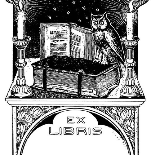 Ex-libris Rubber Stamp Reading Crow With Books Personalized - Etsy