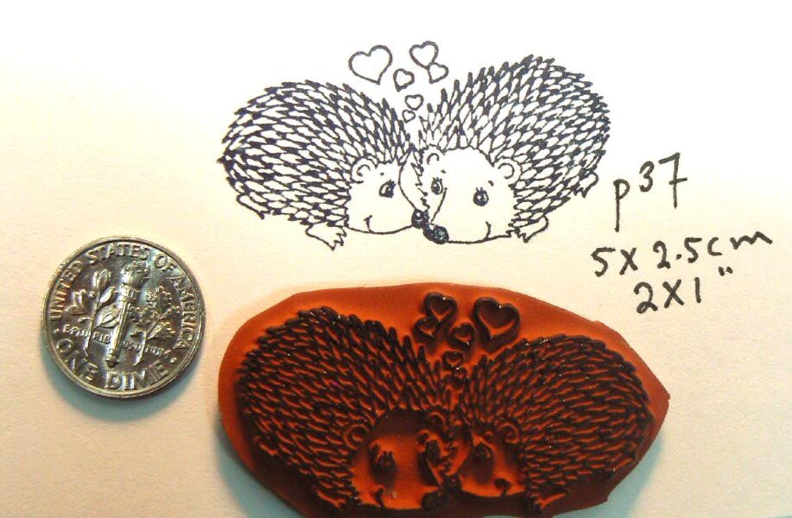 Hand Drawn Porcupine Love Rubber Stamp P37 - Etsy