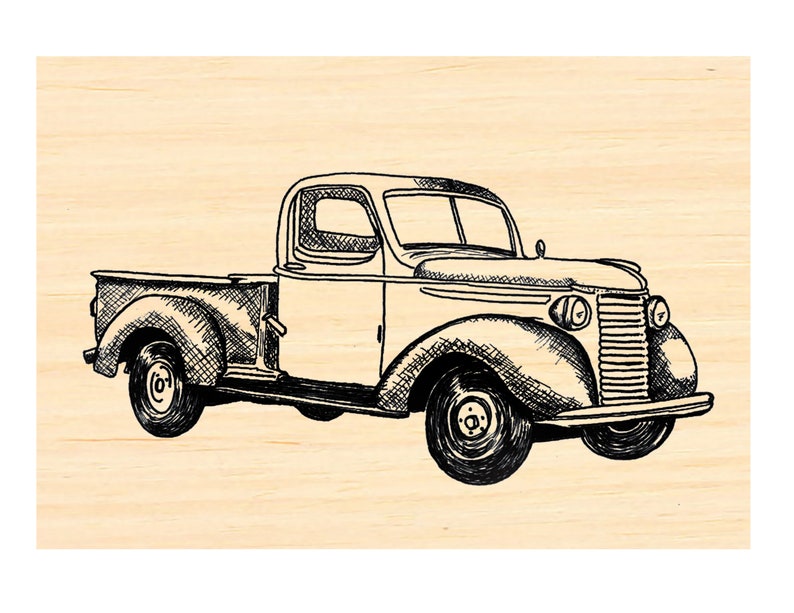 P136 Classic Pick up Truck Rubber Stamp - Etsy