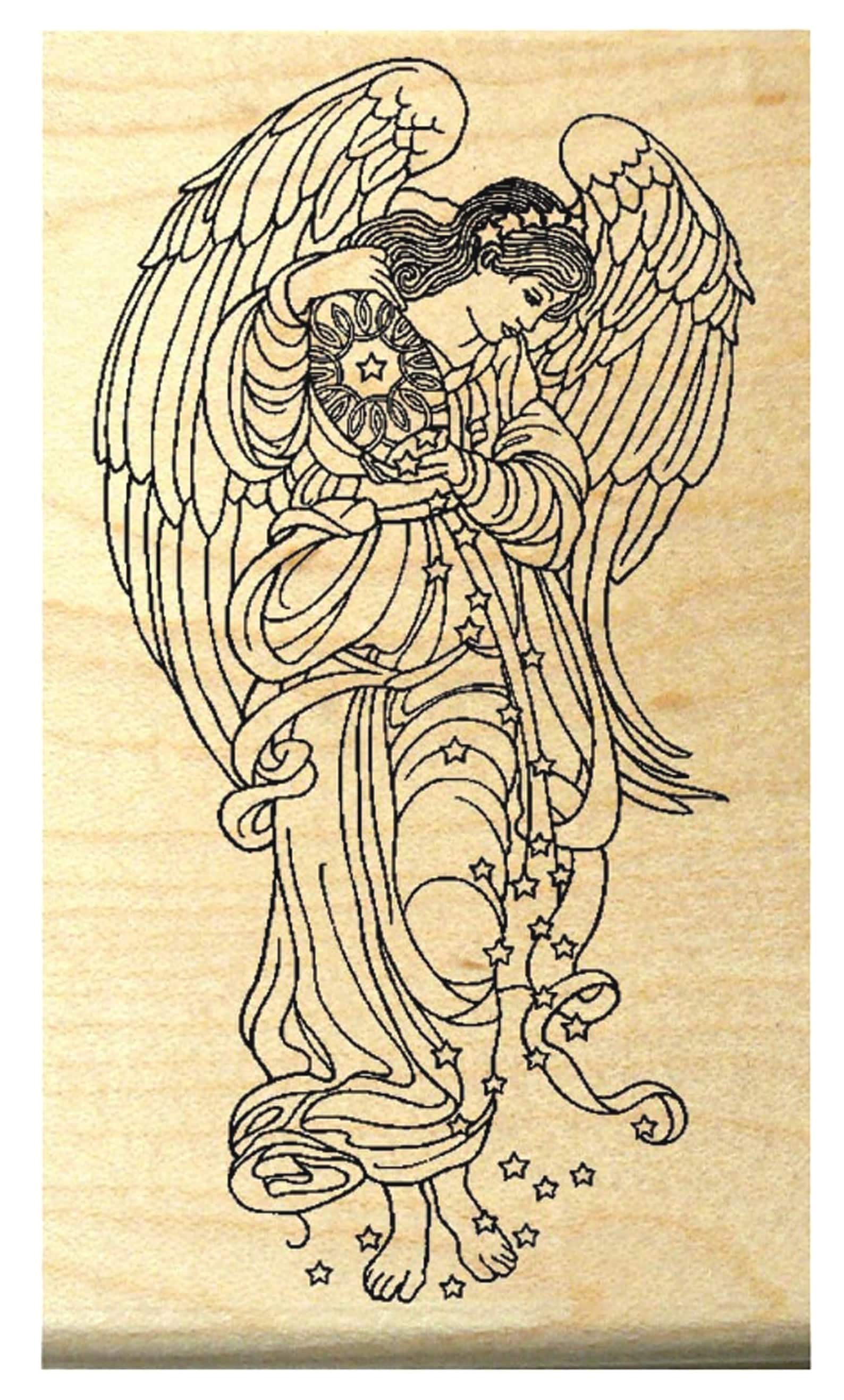 Angel Sprinkling Stars Rubber Stamp P18 - Etsy