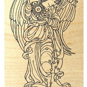 Angel Sprinkling Stars Rubber Stamp P18 - Etsy