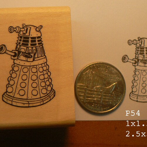 P54 Dalek Line Art Rubber Stamp - Etsy